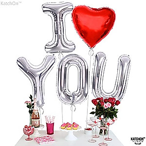 Huge, Silver I Love You Balloons - 40 Inch | Love Balloons for Valentines Day Decor | I Love You Foil Balloons, Happy Anniversary Balloons | I Heart You Balloons for Happy Anniversary Decorations