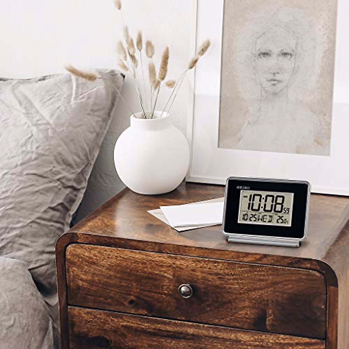 SEIKO Hudson Everything Bedroom Digital Alarm Clock, Black