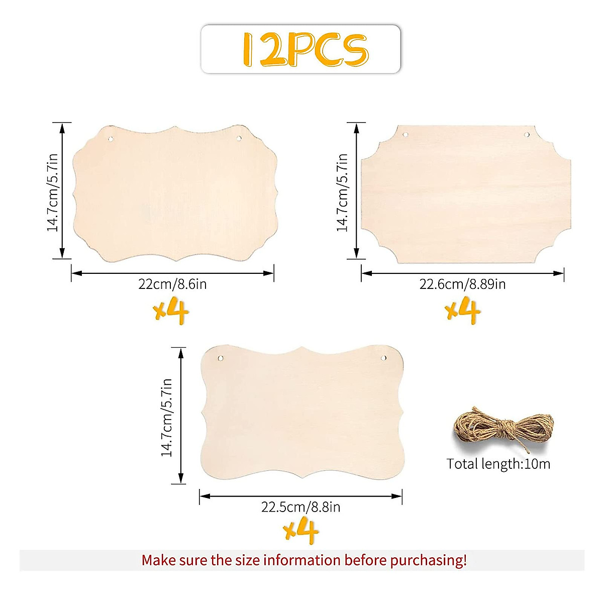 12Pcs Unfinished Wood Crafts, Rectangle-Shaped Wood Plaque for Carfts, DIY Wood Sign for Door Hanger, Wood Burning, Painting, St. Patrick's Day Crafts Home Decor, 8.8 x 5.7 Inches