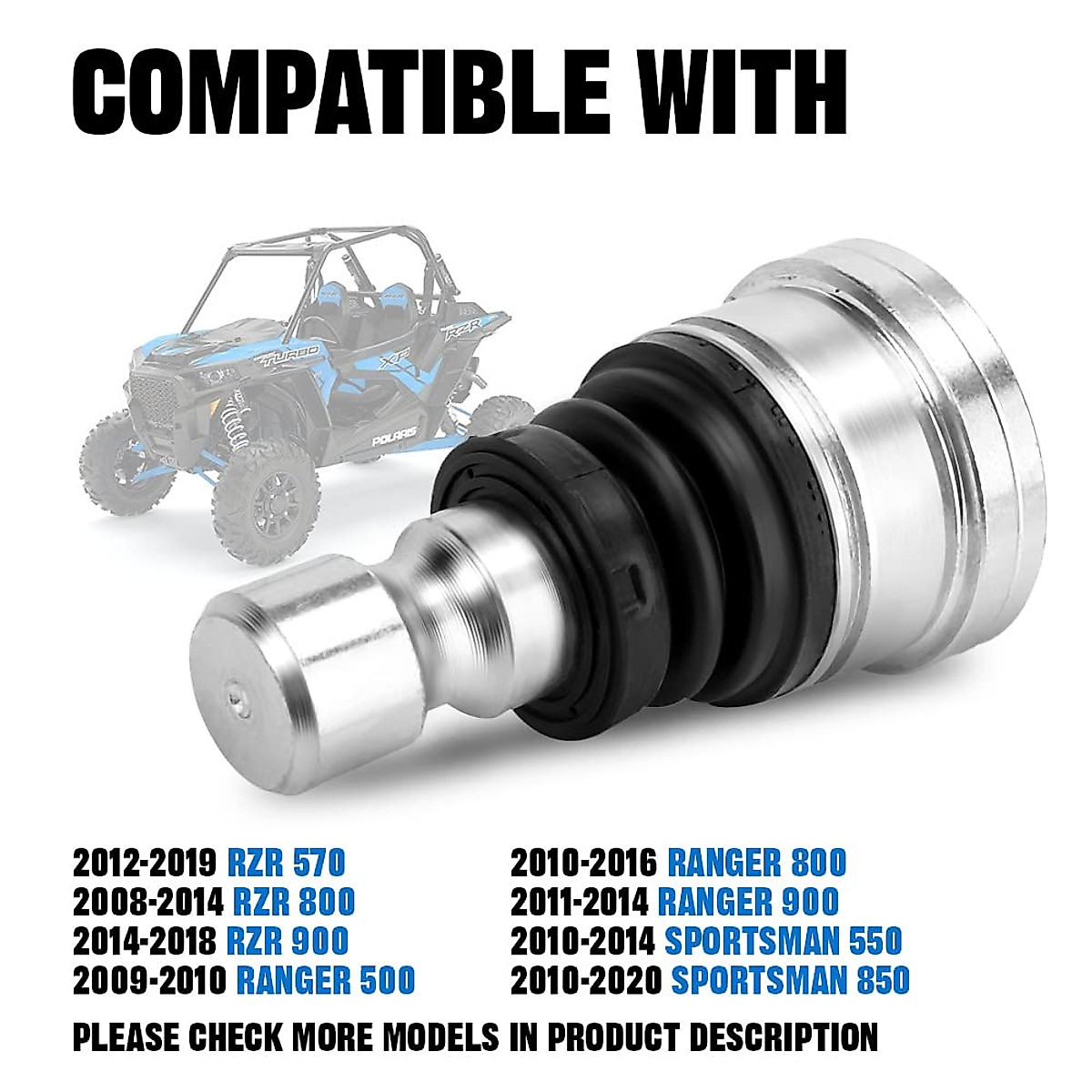 7061220 Upper and Lower Front Ball Joint Compatible with Polaris RZR 570 800 900 All Models Ranger Sportsman Scrambler Replace 7061187 7081505 7081580 7081666 7081924 42-1037