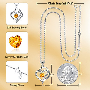 Love Heart Birthstone Gifts for Women, 925 Sterling Silver Heart Birthstone Necklace Jewelry for Women Mothers Valentines Day Gifts Anniversary Christmas Birthday Gift for Women I Love You Gifts,