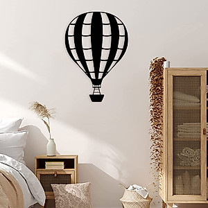 Hot Air Balloon Metal Wall Art, 3D Silhouette Decoration of Living Room, Stylish Metal Wall Hanging Black Decoration, Suitable for Home Decoration of Restaurant Coffee Shop