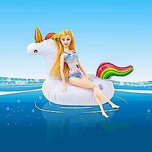 ZITA ELEMENT 9 Pcs Cute 11.5 Inch Girl Doll Float Swimming Pool Floaties Party Ring Inflatable Drink Holder for 11.5" Girl Dolls Pool Float Toys