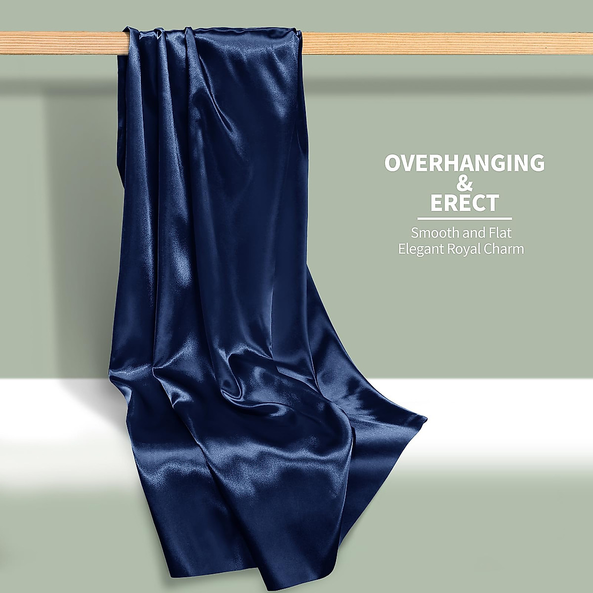 NSGZ Navy Blue Satin Fabric by The Yard, 2 Yards 60" Wide Silky Fabric, Solid Satin Cloth Fabric for Bridal, Wedding, Dress, Crafting, Decoration