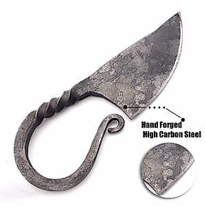 HUNTING HUNTS Celtic Pocket Blade Knife, Hand Forged Fixed & Hardened Blade Knives, Vintage Art Collection Cool Pocket Knife, Unique Gifts for Men, Carbon Steel with Sheath