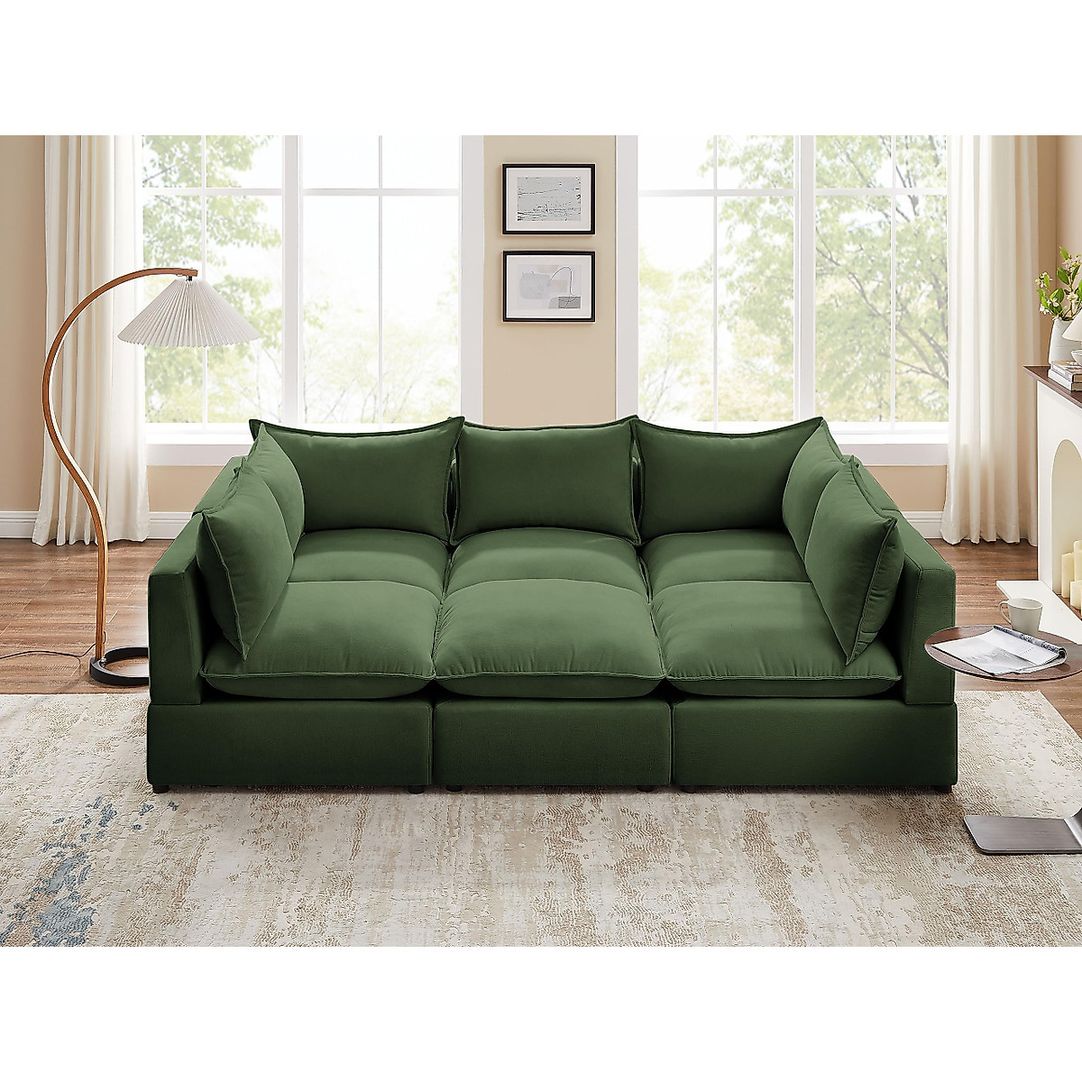 VANOMi Modular Sectional Sofa, 6 Seater Sleeper Sectional Sofa Modular Sectional Couch for Living Room