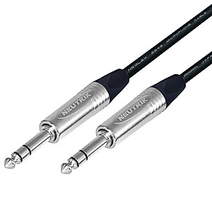 WORLDS BEST CABLES 2 Units - 6 Foot - Balanced TRS Patch Cable Custom Made Using Mogami 2549 (Black) Wire and Neutrik NP3X TRS Stereo Plugs