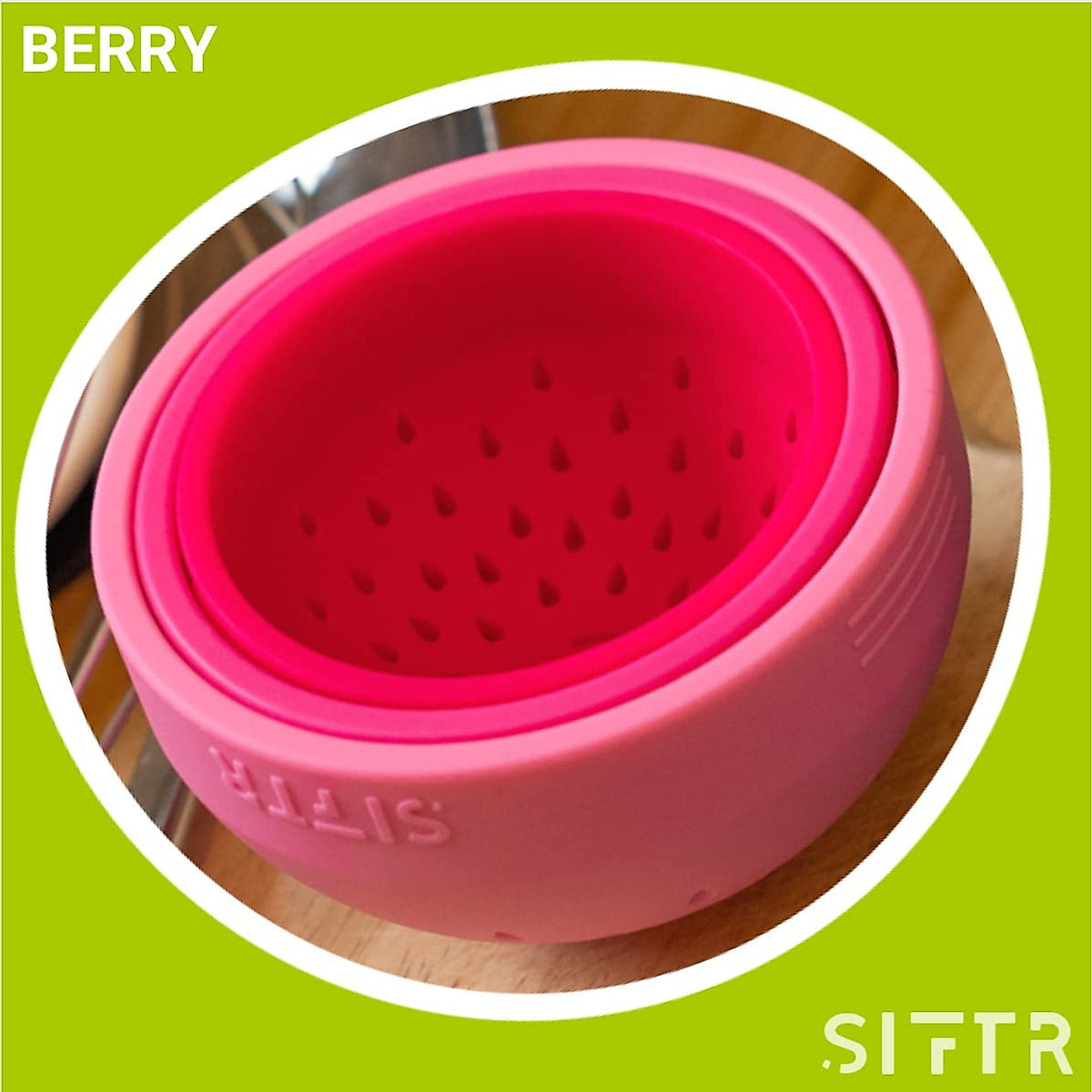 SIFTR (PINK) Nesting Can Strainer Mini Colander Set - Space Saving Small Colanders and Strainers - Multi Use Kitchen Gadget - Silicone Can Strainer
