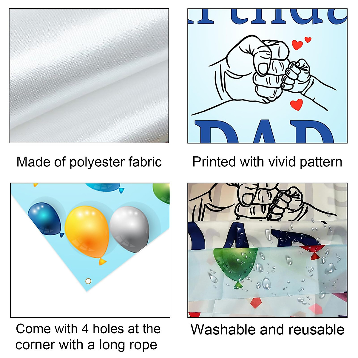 Labakita Blue Happy Birthday Dad Door Banner, Men's Birthday Decorations, Father Birthday Party Banner, Happy Birthday Banner for Men