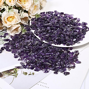 Rockcloud 1 lb Amethyst Small Tumbled Chips Crushed Stone Healing Reiki Crystal Jewelry Making Home Decoration