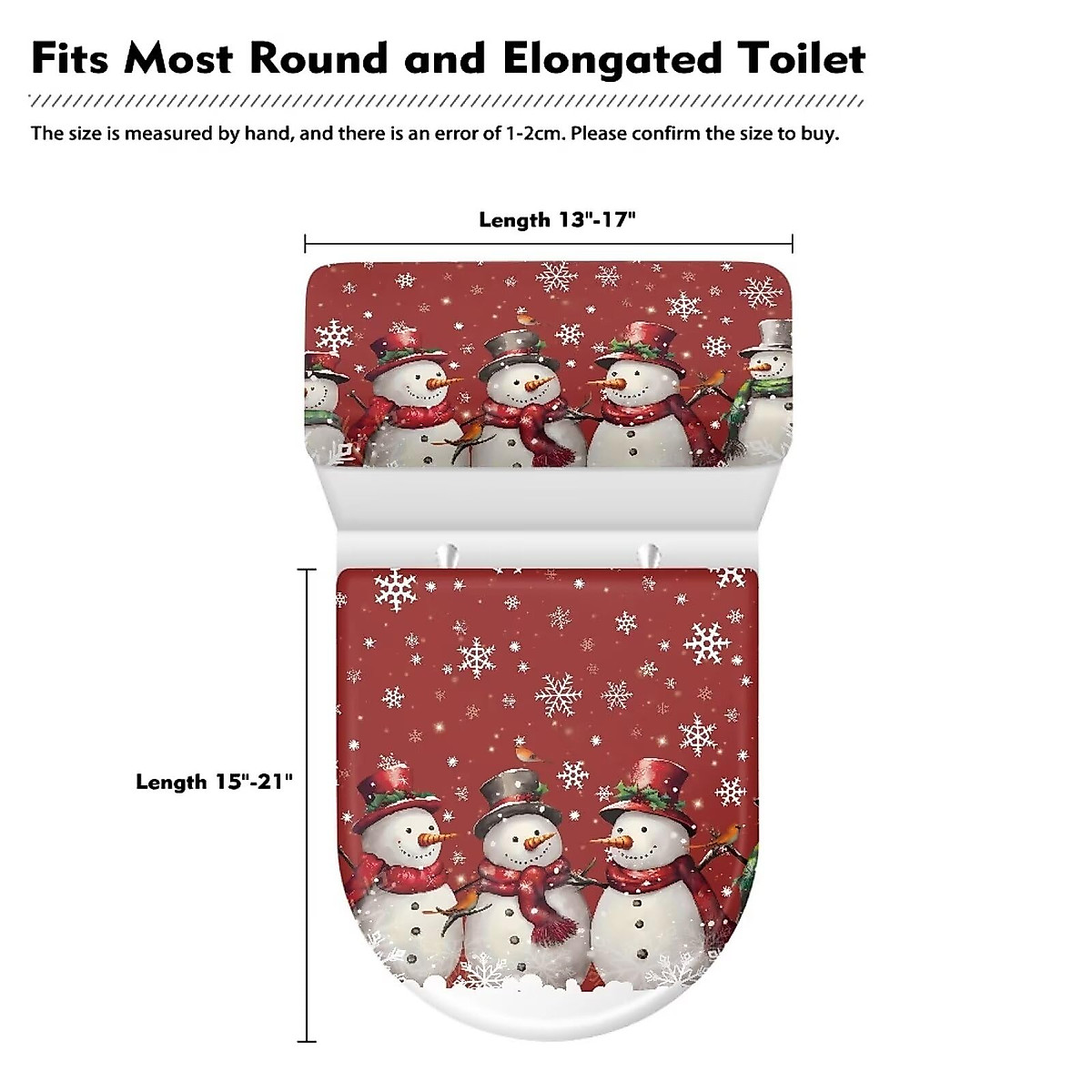 Zanxiantu Christmas Toilet Lid Cover Soft Absorbent Toilet Tank Lid Cover for Bathroom Decor Toilet Lid Seat Cover Set Snowman Washable Spandex Toilet Protector Cover