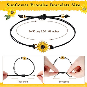60 Pcs Sunflower Bracelet Anklet Pinky Promise Friendship Bracelet, Boho Adjustable Bracelets Friend Long Distance Friendship Gifts for Women Teen Girls