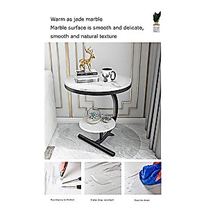 Articles for daily use C Shaped Marble Double Layer Coffee Table Bedside Table, Living Room Bedroom Office Coffee Table Sofa Round Table Snack Table