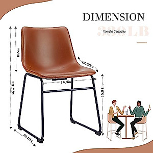 Sweetcrispy Dining Chairs Set of 4，Kitchen & Dining Room Chairs, PU Leather Cushion and Metal Legs Bar Chairs, Counter Height Bar Stools for Kitchen Island