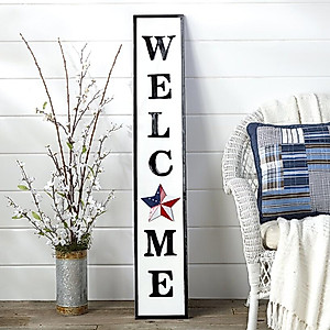 Interchangeable Wall Leaning Welcome Sign with 8 Magnetic Season Icons