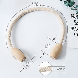 Magnetic Curtain Ties Holdbacks Tiebacks, Wood Bead Decorative Drape Tie Backs Holdback Holders for Blackout Sheer Window Treatment Outdoor, Convenient Curtain Ties No Tools Required White 2 Pack