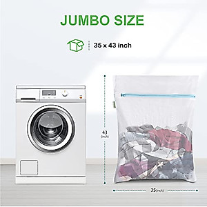 OTraki Large Mesh Washing Bag 43 x 35 in XL Laundry Bag Jumbo Washer Machine Net Protector for Travel Camp College Student Dorm Delicates Coat Dress Bedding Blanket Sheet Robe Cleaning Organizer Blue