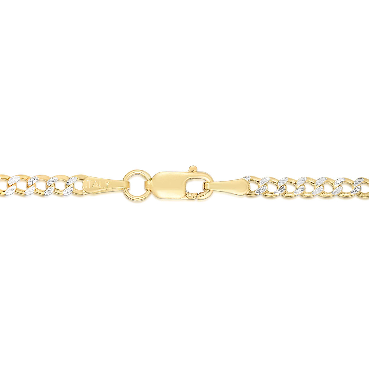 Floreo 10k Two Tone Yellow and White Gold 2.5mm Lightweight Curb Chain Necklace for Men and Women, 24 Inch