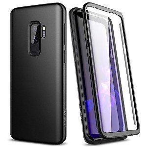 SURITCH for Samsung Galaxy S9 Plus Case, [Built-in Screen Protector] Matte Black Hard Full-Body Protection Shockproof Rugged Bumper Protective Cover for Galaxy S9 Plus 6.2 Inch (Matte Black)