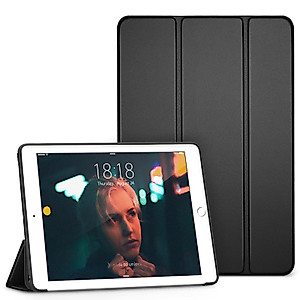 DTTO for iPad 9th/ 8th/ 7th Generation 10.2 Case, Lightweight Soft TPU Back for iPad 10.2 Inch (2021/2020/2019) [Auto Wake/Sleep + Trifold Stand] - Black
