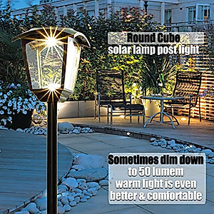 Solar Lamp Post Lights Outdoor Waterproof 68" Super Bright 100 Lumen Solar Pole Lights Outdoor for Garden Lawn Patio Porch Backyard Pathway Driveway USB Rechargeable Warm White & White Lights