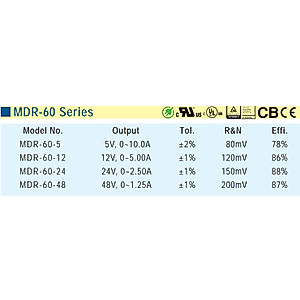 MW Mean Well MDR-60-12 12V 5A 60W Single Output Industrial DIN Rail Power Supply