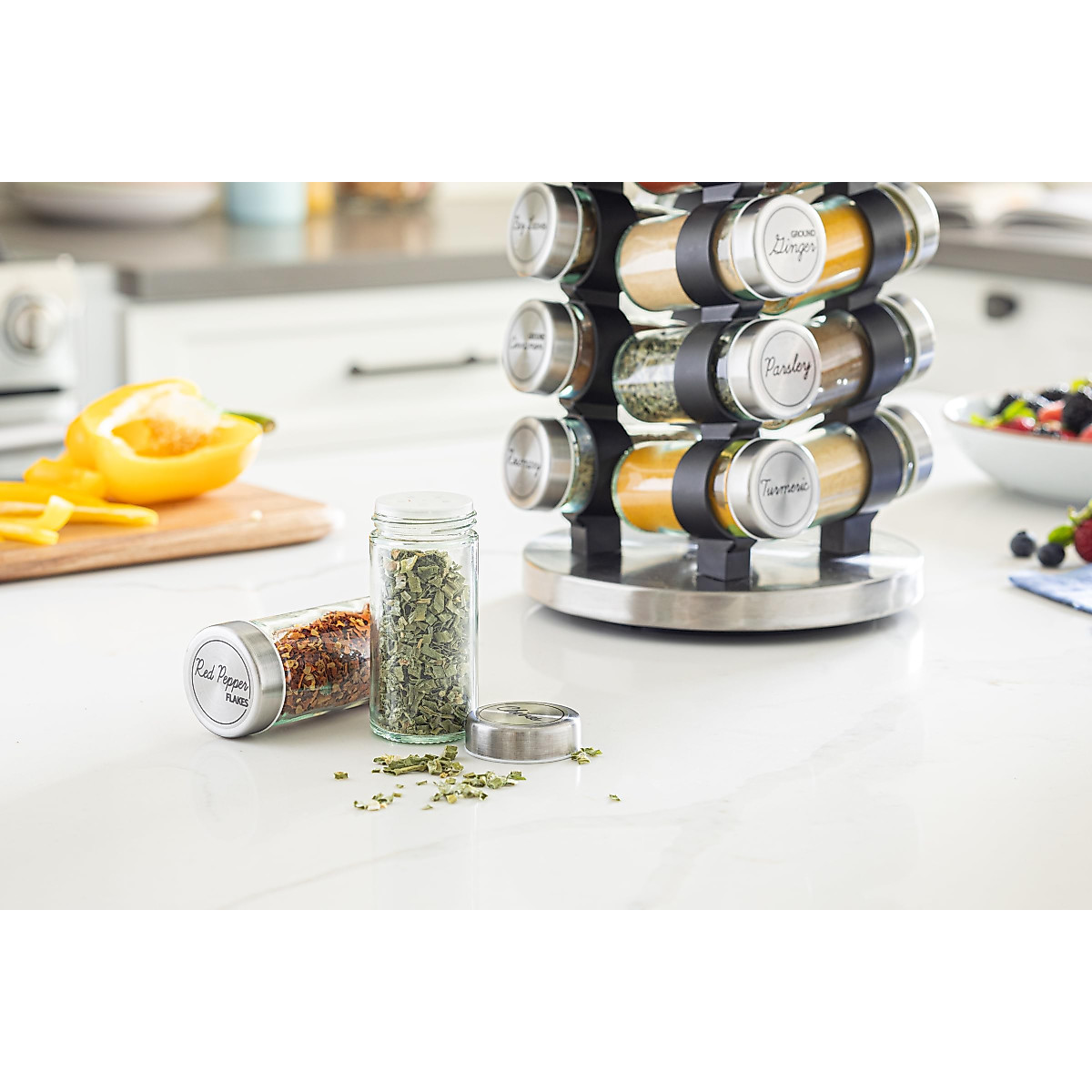 Orii 20 Jar Stainless Steel Rotating Spice Rack