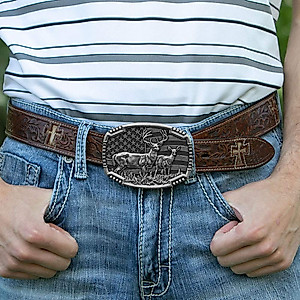 Montana Silversmiths Men's Matched Pair Deer Buckle Silver One Size