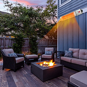 Tangkula 1500W Wall Mount Patio Heater, Indoor/Outdoor Infrared Heater w/Remote Control, 24h Timer, 9 Adjustable Temperature & Auto Shut-off, Infrared Outdoor Heater for Backyard, Garage, Office