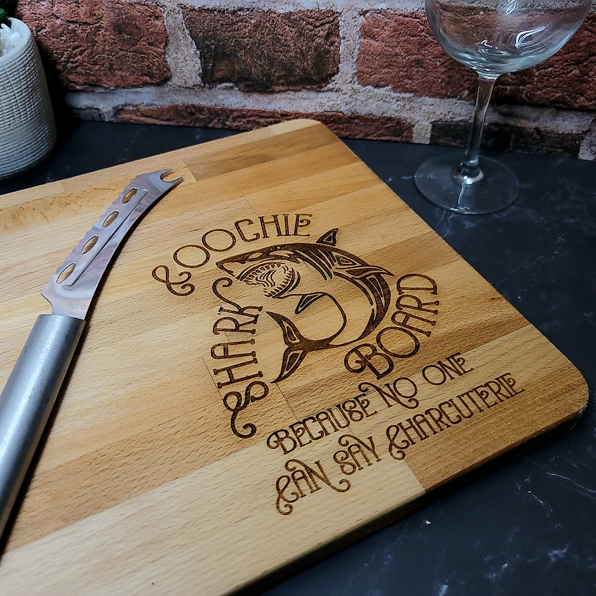 Shark Coochie Board Personalized Beech Engraved Cutting Board