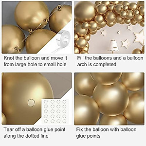 TUPARKA 102 Pcs Metallic Gold Balloons Garland Arch Kit Different Sizes Gold Balloons 5 10 12 18 inch Balloons with Garland Strip for Birthday Wedding Graduation Festival Party Decorations