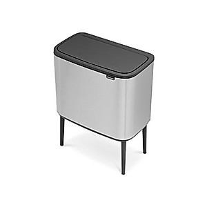 Brabantia 316227 Bo Touch Trash Can, with 2 Inner Buckets, 3 + 6 gallon/11 + 23 Litre Bo Trash Can, Matt Steel Fingerprint Proof, Box Touch Bin, with 2 Inner Buckets, 11 + 23 Litre