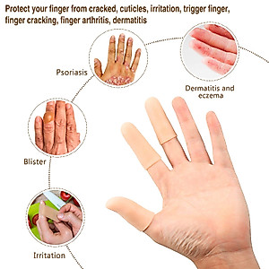 Frienda 30 Pieces Gel Finger Protector Finger Cots Silicone Finger Cover Cap Gel Finger Sleeves Finger Support for Finger Cracking, Finger Trigger (Apricot)