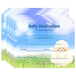 wootile Certificate Baby Dedication Card 8.26 x 11 Inch Baby Dedication Certificate with Baby Lamb Christening Baby Dedication Certificates for Church Gifts 24 Pack (Colorful)