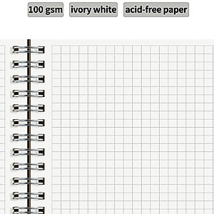 HULYTRAAT Large Graph Ruled Wirebound Spiral Notebook, 8.5 x 11 Inches, 5 X 5 Graph Ruled (5 sq/in) Paper Pad, Premium 100gsm Ivory White Paper, 128 Squared/Grid Pages per Notebook (Pack of 2)