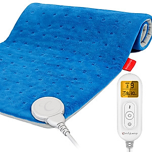 Comfytemp Heating Pad for Period Cramps, FSA HSA Eligible Electric Heating Pad for Back Pain Relief, 12"x24" XL Soft Heat Pad - Birthday Gifts for Women/Men/Mom/Wife, 9 Heat Levels, 11 Timers, Stay On