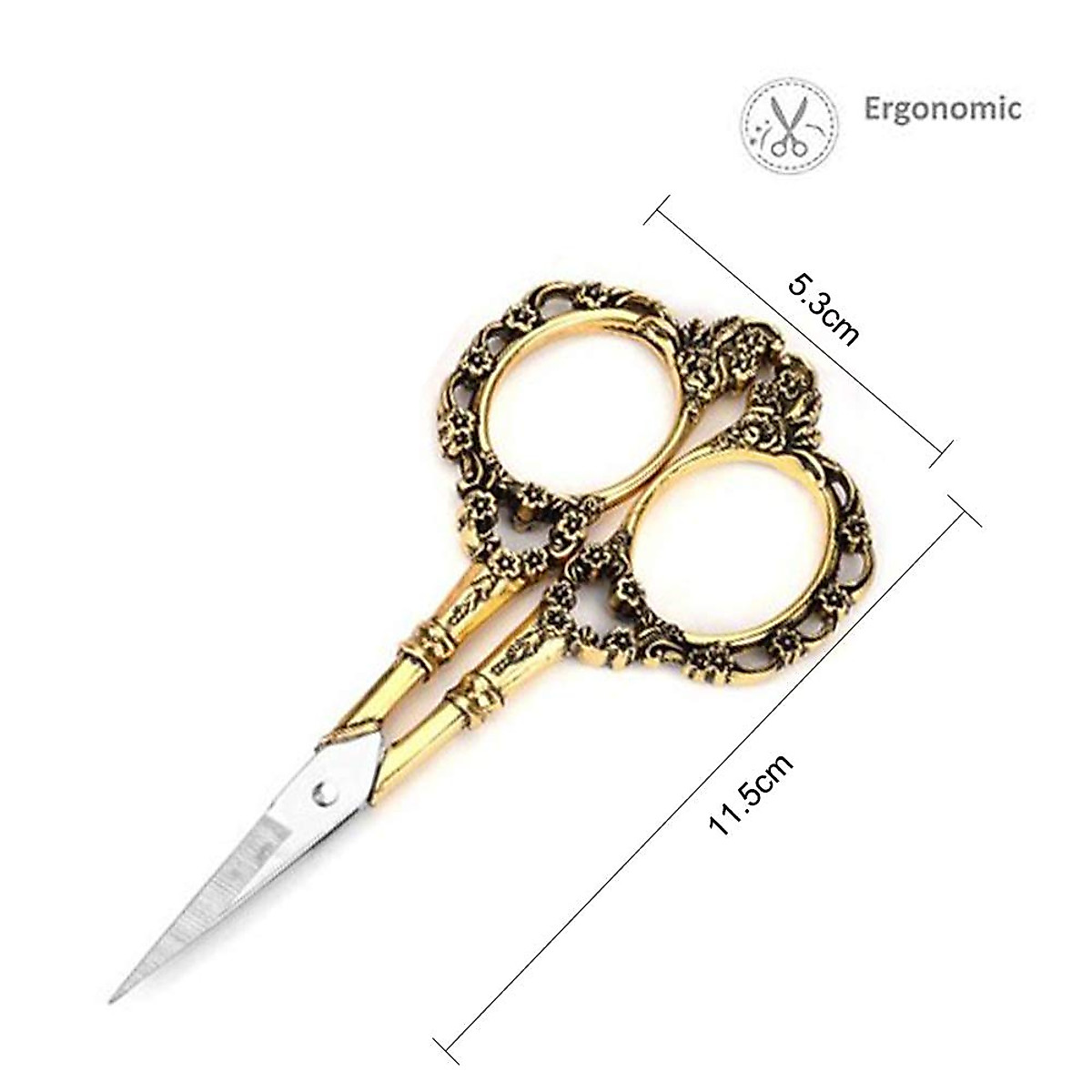 Professional Manicure Scissors, EBANKU Vintage Stainless Steel Cuticle Precision Beauty Grooming for Nail, Facial Hair, Eyebrow, Eyelash, Nose Hair (Gold)