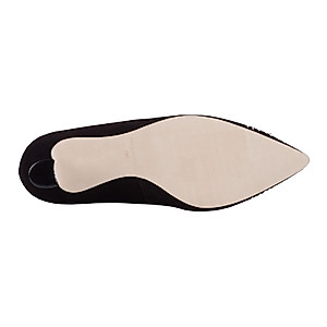 Ros Hommerson Women's Sadee Comfort Sculpted Heel Pump with Rhinestones Black Kid Suede 8.5 US Wide (D)