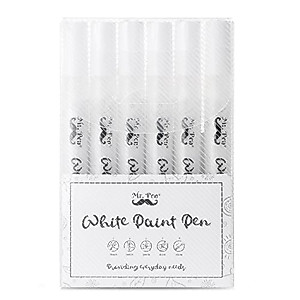Mr. Pen- White Paint Pen, 6 Pack, Water-Based, Acrylic Paint Marker, White Paint Marker, White Pens for Art, White Markers for Black Paper, White Paint Pen Medium Tip, White Fabric Pen