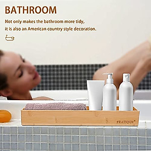 PRATIQUE Bamboo Drawer Organizer,Kitchen Utensil Organizer Silverware Tray,Cutlery Holder, Wood Storage Box for Flatware, Makeup, Bathroom, Office Desk,15 * 3 * 2,Bamboo