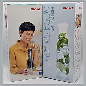 MOSA Soda Splash Portable Soda Maker Water Bottle Made from Food-Grade Stainless Steel, 750 ml (25 oz) - Make Healthy and Tasty Fizzy Drinks Instantly!