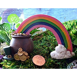 MIABE Miniature Fairy Garden AccessoriesSupplies for Rainbow and Pot of Gold 1pc MI 55806 Irish for Garden, Patio, Deck, Porch, Terrarium, Dollhouse - Yard Art Decoration.