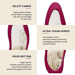 FARUIFETT Irregular Full Length Mirror 63"x24", Flannel Wrapped Wooden Frame Full Body Mirror, Floor Mirror, Wavy Mirror Hanging or Leaning Against Wall for Cloakroom/Bedroom/Living Room…