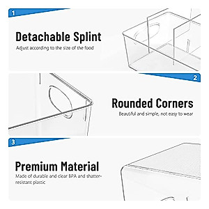 Pinkpum Pantry Organization and Storage, Refrigerator Organizer Bins with Lids, Plastic Storage Bins for Kitchen, Set for 6