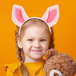 PRETYZOOM Costume Headband, Pink Pig Ear Headband, Animal Ear Plush Headband, Farm Party Halloween Piggy Headband for Girls