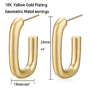 Minimalist Geometric Stud Earrings Yellow Gold Matte Plating Simple Fashion Hoop Earrings Costume jewelry Gift for Women