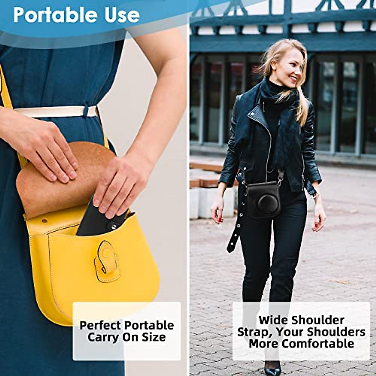 Protective Camera Case for Fujifilm Instax Mini 11 12 9 Instant Camera with Instax Mini Album, Photo Album for Fujifilm Instax Mini Camrea, PU Leather Bag Cover with Removable Adjustable Strap, Black