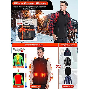 ECIFEE Men's Rechargeable Heated Windproof Lightweight Golf Vest Outerwear with Pockets, Softshell Vests with Battery for Running Hiking