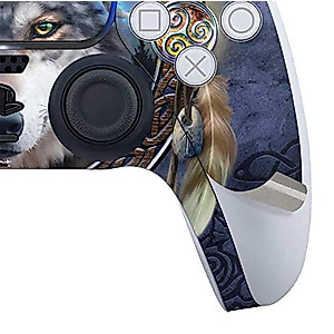 Skinit Decal Gaming Skin Compatible with PS5 and Compatible with PS5 Digital Edition DualSense Controller - Tate and Co. Wolf Symbols Design
