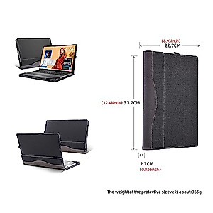 VEVOOD Laptop Case Cover for Dell Inspiron 7430 Plus 7420 14" Laptop & Inspiron 14 Pro 5420 5430 7425 5425 All-Inclusive Drop-Proof Case 14" PU Leather Inner Pocket Cover (Gray)